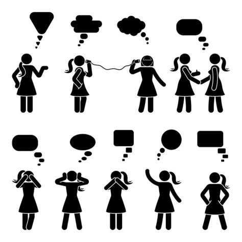 Premium Vector Stick Figure Dialog Speech Bubbles Set