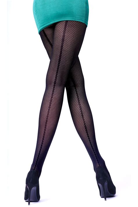 Collant Femme Noir effet Couture Résille Knittex Salsaya Jambissima