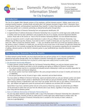 Fillable Online Per Lacity Domestic Partnership Info Sheet Fax Email