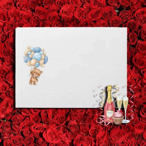 Teddy Bear Blue Balloon Baby Shower Envelope Zazzle