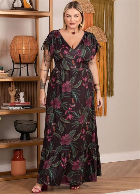 Vestido Floral Rabisco Em Malha Fria Quintess