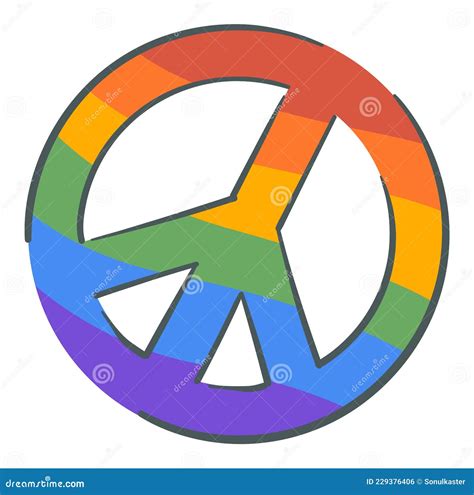 Hippie Sign Peace Symbol With Rainbow Vector Stock Vector