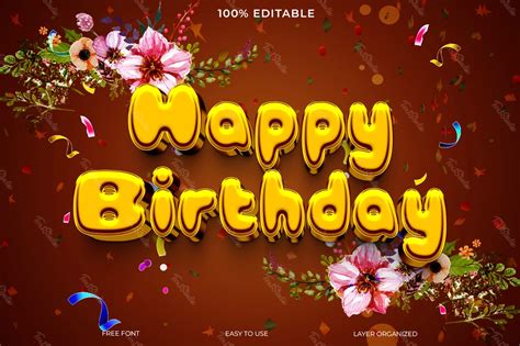 Efecto De Estilo De Texto Feliz Cumplea Os Archivo Psd De Photoshop
