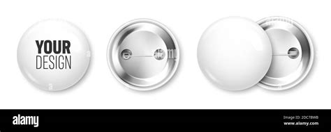 Realistic White Blank Badge 3D Glossy Round Button Pin Badge Mockup