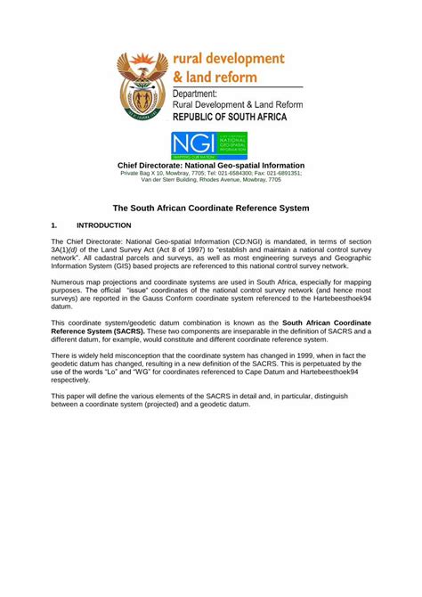 Pdf The South African Coordinate Reference System Dokumen Tips