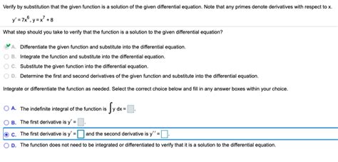 solved verify by substitution that the given function is a