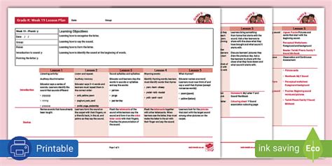 Gr R Phonics Y Lesson Plan Week 19 Lehrer Gemacht