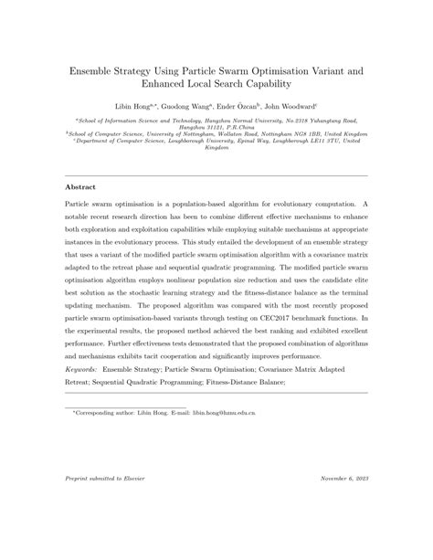 pdf ensemble strategy using particle swarm optimisation variant and enhanced local search