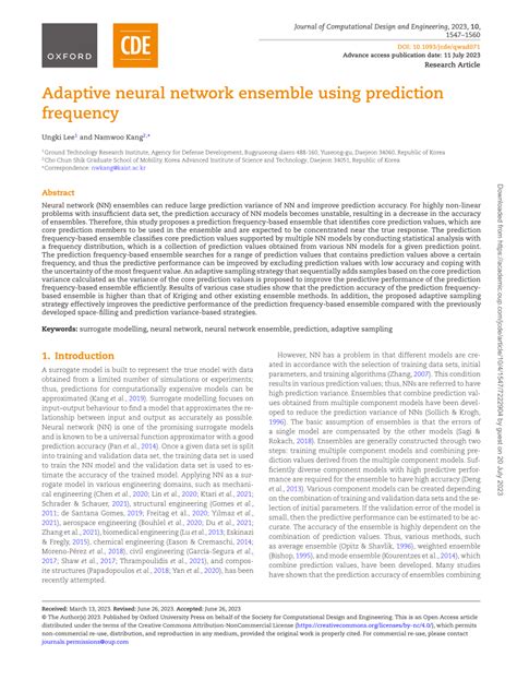 pdf adaptive neural network ensemble using prediction frequency