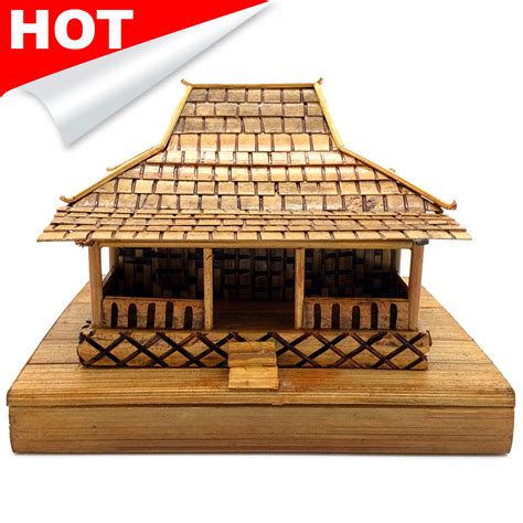 Gambar Jual Miniatur Rumah Adat Jawa Tengah Joglo Bambu 12x15x10