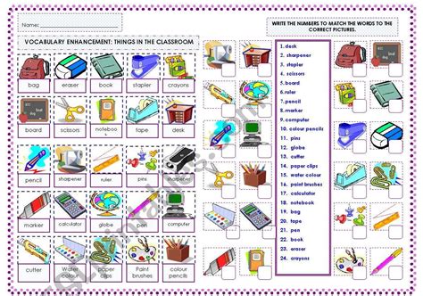 Classroom Objects ESL Worksheet By Amani Issa