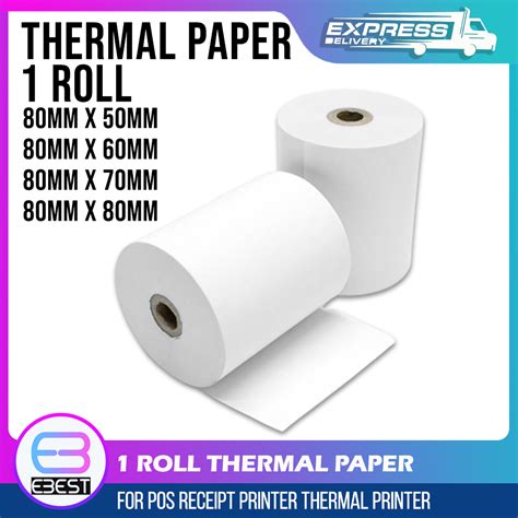 1 ROLL Thermal Paper 80MM X 50MM 60MM 70MM 80MM Roll POS Receipt For