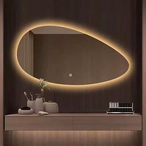 Miroir Éclairé Ovale Irrégulier Miroir De Salle De Bain Moderne