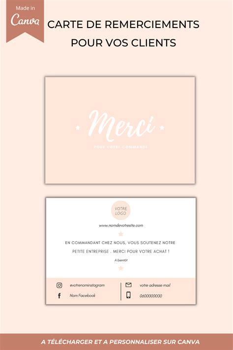 Carte De Remerciement Pour Commandes Parfaite Pour Les Petites
