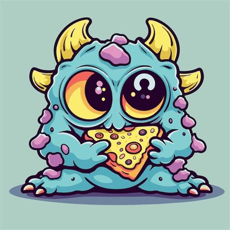 Uma Ilustra O Dos Desenhos Animados De Um Monstro Azul Comendo Uma