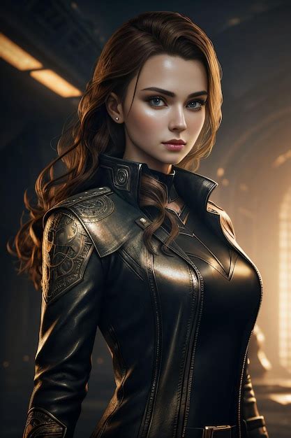Premium AI Image Ai Portrait Of A Beautiful Woman With Leather Dress