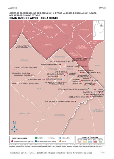 Mapas de centros clandestinos de detención CCD y hechos represivos