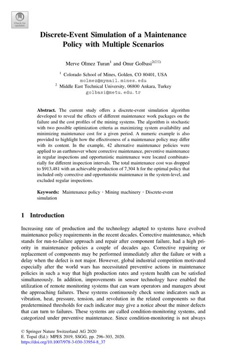 pdf discrete event simulation of a maintenance policy with multiple scenarios