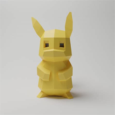 Pikachu Papercraft 3d Low Poly Template Pdf Papercraft Etsy