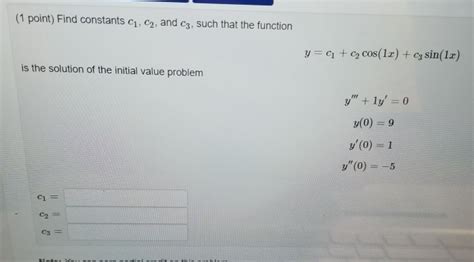 solved 1 point find constants cı and c2 such that the