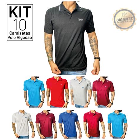 Kit 10 Camisas Gola Polo Premium Malha 100 Algodão Qualidade De