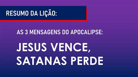 JESUS VENCE SATANÁS PERDE LIÇÃO DA ESCOLA SABATINA LIÇÃO 1 2º