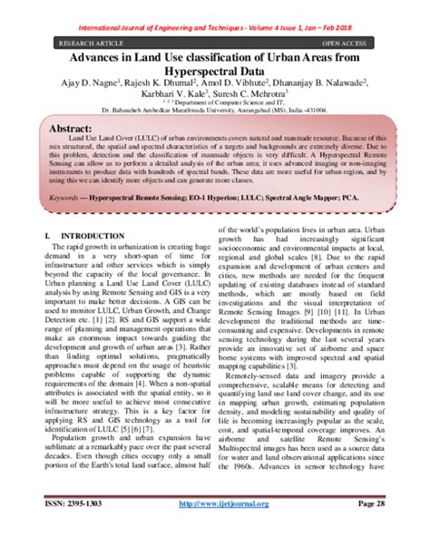 pdf advances in land use classification of urban areas from hyperspectral data international