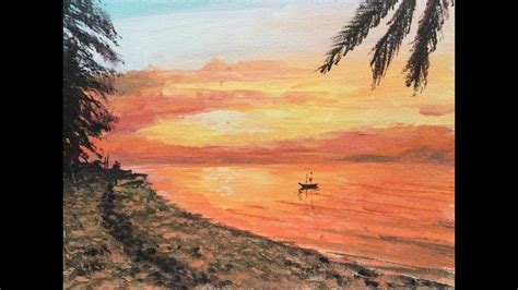 Malen Mit Acryl Romantischer Sonnenuntergang Am Meer Teil 1 2 YouTube