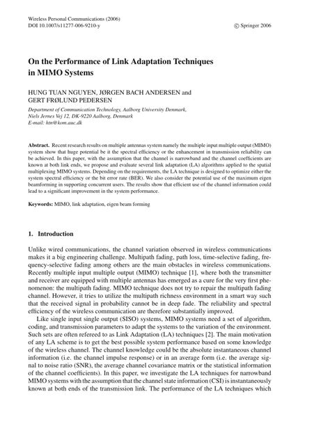 pdf on the performance of link adaptation techniques in mimo systems