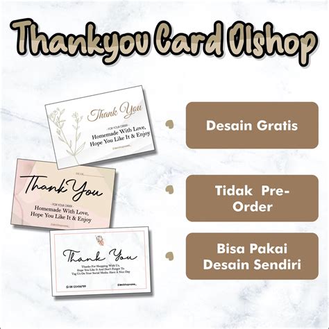 Jual Thank You Card Custom Thank You Card Olshop Thank You Card