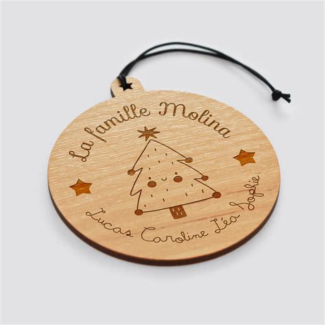 Boule de Noël édition spéciale ronde personnalisée bois gravé