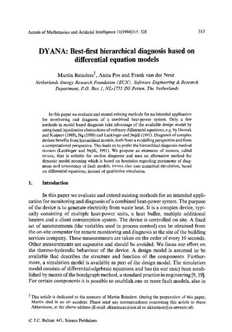 pdf dyana best first hierarchical diagnosis based on differential equation models dokumen tips