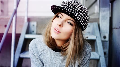 Wallpaper Model Blonde Long Hair Women Outdoors Face 1920x1080