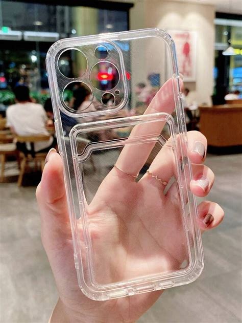 Capa de telefone transparente anti queda slot para cartão