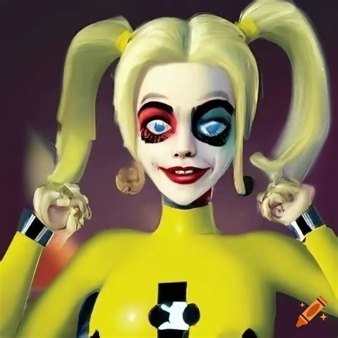 Dc Character Harley Quinn Wearing A Yellow Outfit On Craiyon