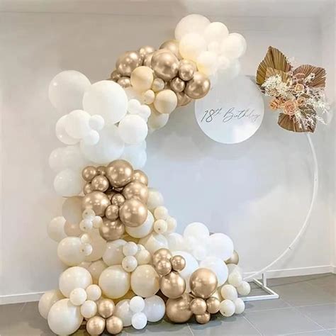 QIUQI Kit Arche Balloeige 125 pièces Kit Guirlandesde Ballons Blanc Or