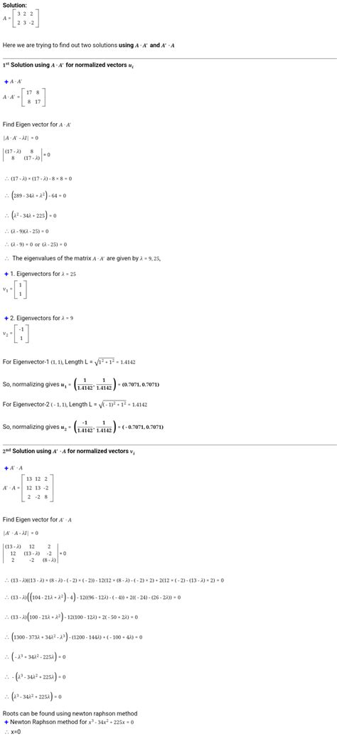 [solved] find the svd of the matrix a 2 2 3 2 course hero