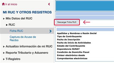 Obtener una ficha RUC Electrónica desde SUNAT
