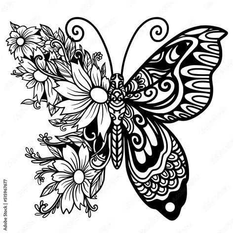 Butterfly Doodle Butterfly Mandala Butterfly Hand Draw Butterfly