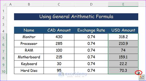 How To Convert Cad To Usd In Excel Easy Ways Exceldemy