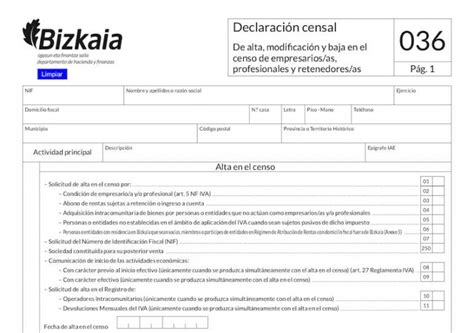Modelo 036 Bizkaia 2022 para darte de alta como Autónomo tukonta