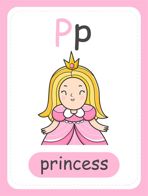 Alfabet Kort F R Barn Med De Brev P Och Prinsessa Pedagogisk Kort F R