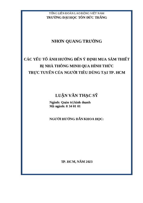 Các yếu tố ảnh hưởng đến ý định mua sắm thiết bị nhà thông minh qua