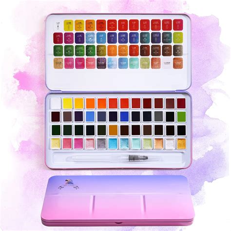 Meiliang Watercolor Paint Set Vivid Colors Includes Metallic