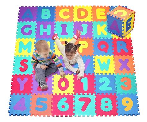 DUŻA Mata Piankowa Eva Kolorowe Puzzle Alfabet Cyfry 36szt 14092481741