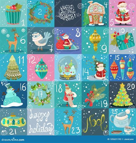 Calendário Do Advento Cartaz Do Natal Ilustração do Vetor Ilustração