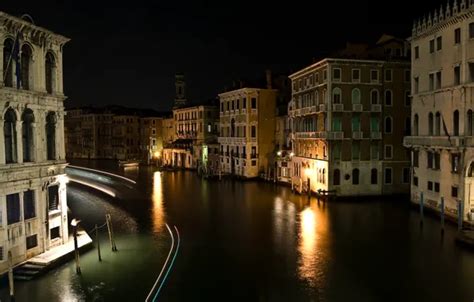 Wallpaper Night Street Building Home Italy Venice Channel Italy