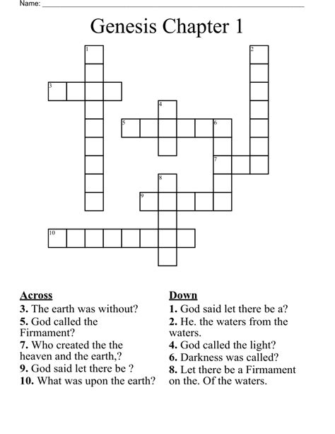 Genesis Chapter Crossword Wordmint
