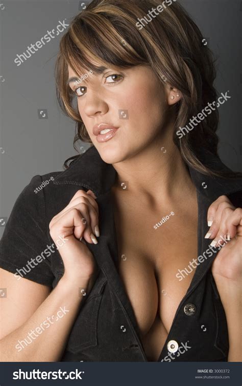 Beautiful Woman Holding Blouse Open Show Stock Photo Shutterstock