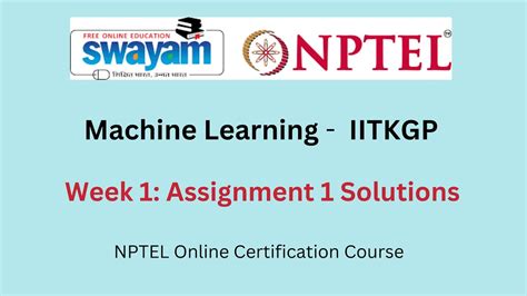 Introduction To Machine Learning IITKGP Week 1 Quiz Answers Solution